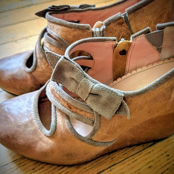 Miss Albright | Shoes | Miss Albright Anthropologie Leather Wedge ...